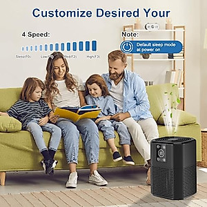 Air Purifiers for Bedroom Home, Air Purifier with True H13 HEPA Filter for Dander Pollen Odor, Small Desktop Air Purifier with 9 Timers for Office,Living Room, Bedroom,Kitchen, Black,1pack