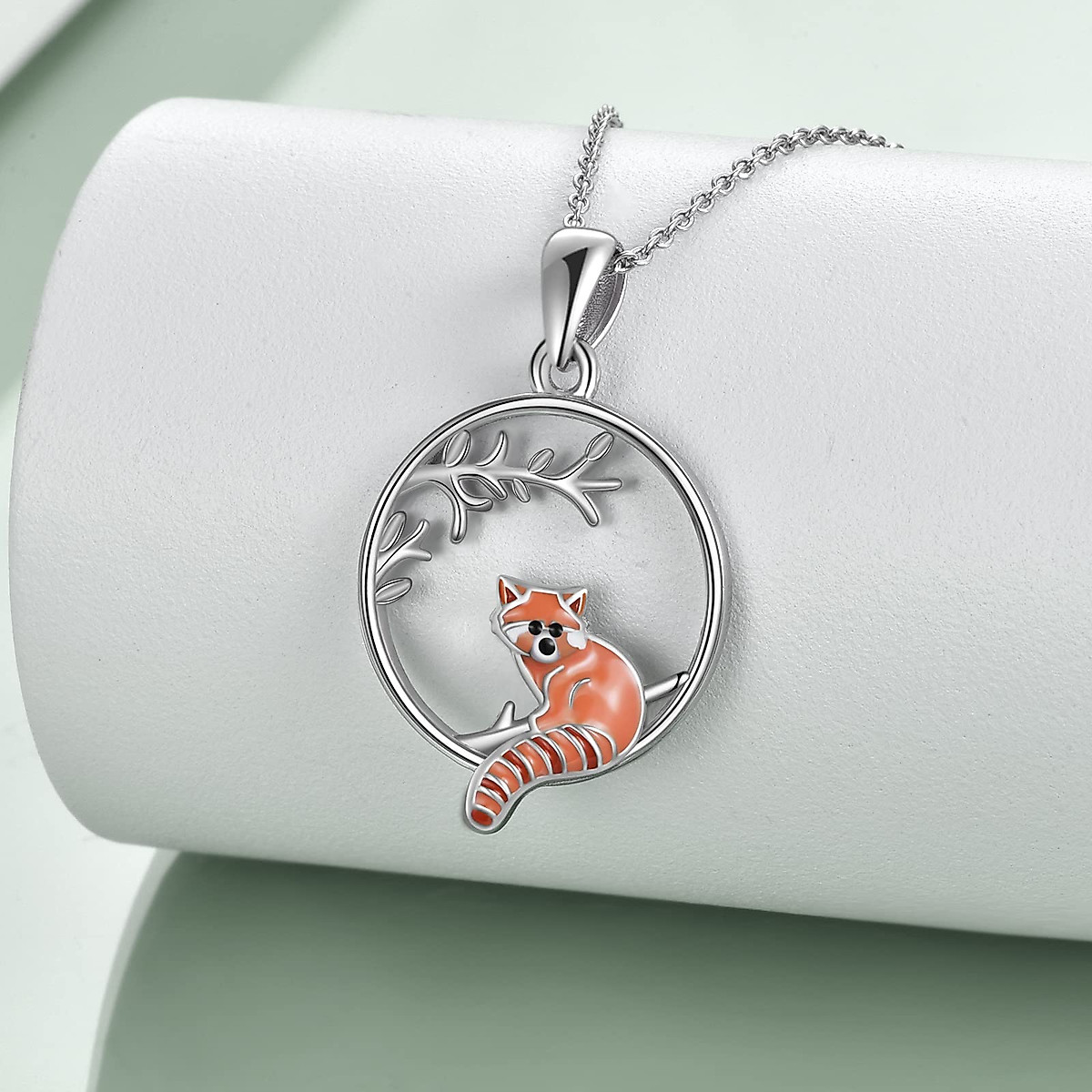 YAFEINI Red Panda Gifts Sterling Silver Red Panda Pendant Necklace Cute Red Panda Jewelry for Women Gifts