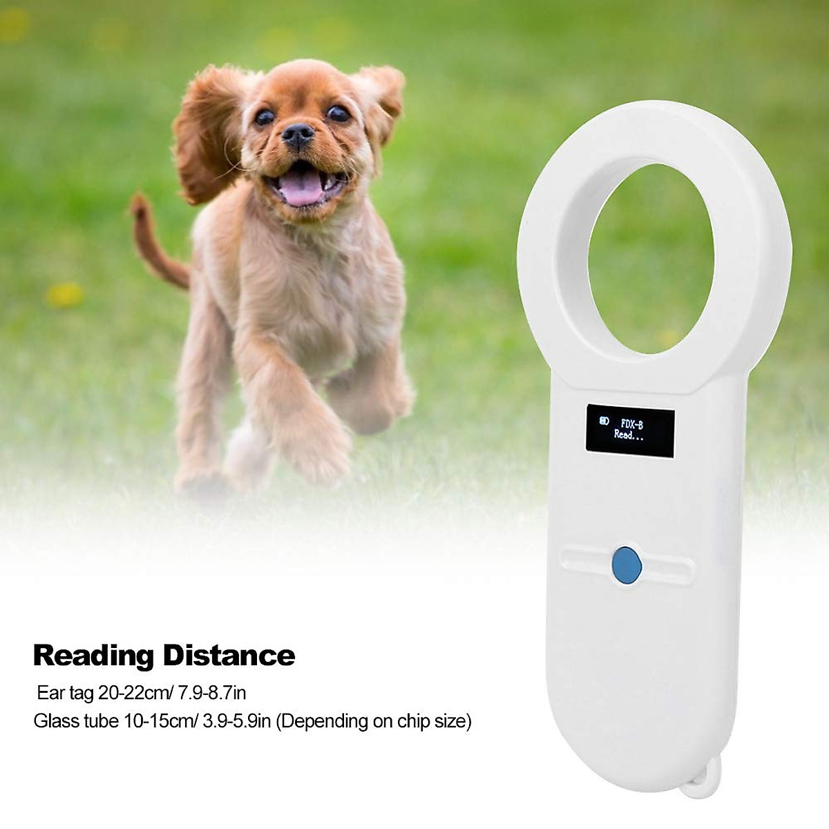Pet Microchip Scanner, 134.2kHz Pet ID Scanner, Rechargeable Pet Tag Scanner IOS11784/IOS11785/FDX‑B, Universal RFID Animal Handheld Reader with OLED Display for Animal/Pets/Dogs/Cats/Pigs