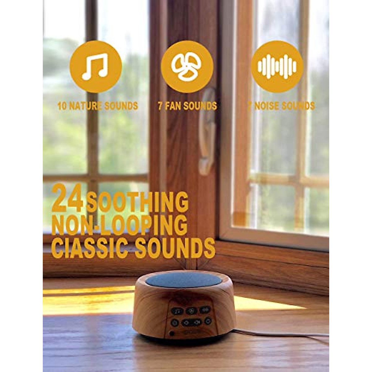 Douni White Noise Machine - Sleep Sound Machine with Soothing Sounds Timer & Memory Function for Sleeping & Relaxation,Sleep Therapy for Kid, Adult, Nursery, Home,Office,Travel.Wood Grain