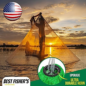 American Pro Cast Net (6-ft) - 4ft/6ft/8ft/10ft/12ft - 3/8" Mesh - Real Lead 1-lbs/ft Double Line - 2024 Upgraded & Optimized - Old Salt Premium Cast Nets for Fishing- E-Book & Utility Box Included