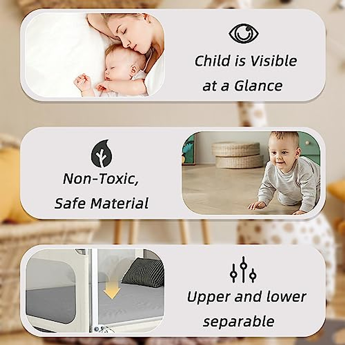 TIOPSUUO Bed Rails for Toddlers - Height Adjustable Bed Rails for Queen Bed, Bed Rails for King Size Bed Guard Rail for Toddlers, Baby Bed Rail Guard, Bed Rail for Twin Bed(1 Side 79'' ×27‘’)