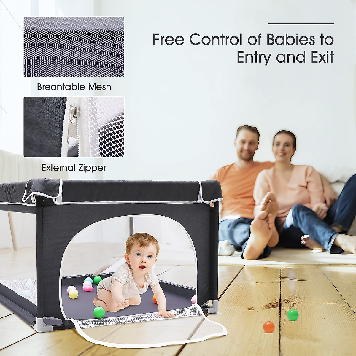 Baby Playpen, HBM Small Playpen for Babies Toddlers, Baby Fence Play Area Indoor & Outdoor Infant Safety Activity Center,Sturdy Play Yard with Anti-Slip Suckers