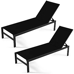 FZZDP 2 Piece Recliner Chair Aluminium Adjustable Recliner Black
