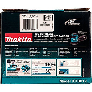 Makita XOB01Z 18V LXT® Lithium-Ion Cordless 5" Random Orbit Sander, Tool Only