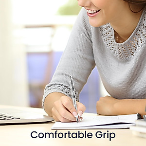 Cambond Silver Ballpoint Pens Black Ink, Stainless Steel Uniform Pens for Gift Business Men Police Flight Attendant, 1.0 mm Medium Point Nice Pens, 3 Pens with 3 Refills, Silver - CP0201