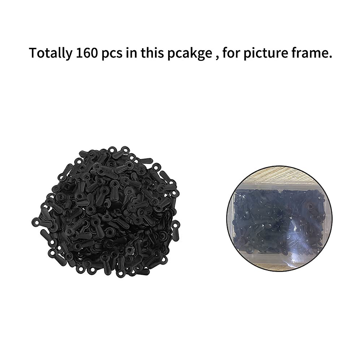 160 Pieces Frame Picture Turn Button Frame Hardware Backing Clips and 160 Pieces Screws for Hanging Drawing Picture Art Photo (Black)