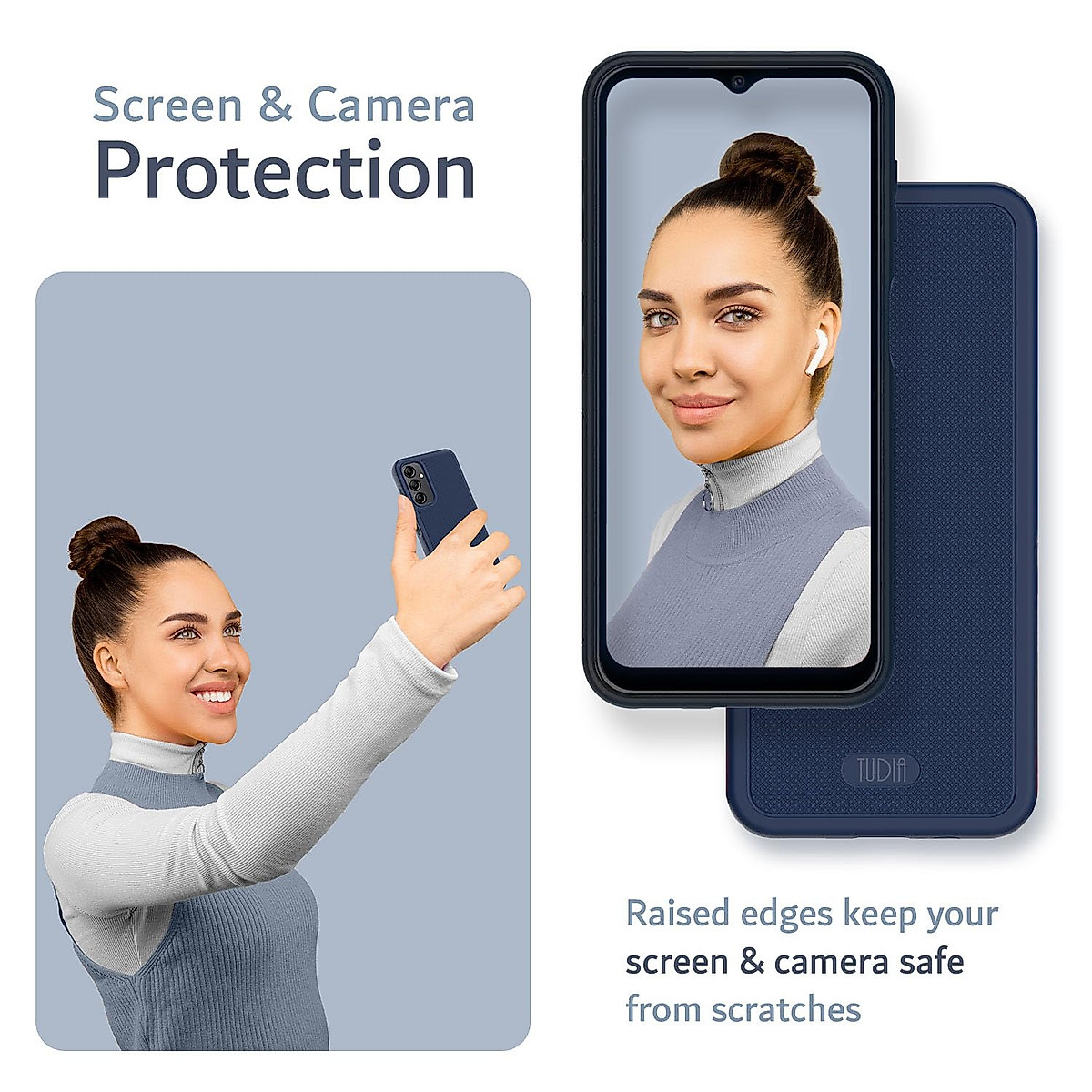 TUDIA LinnGrip Compatible with Samsung Galaxy A14 4G / 5G Case, [Enhanced Grip] Ultra Slim Matte TPU Shockproof Anti-Slip Protective Phone Case Cover (Indigo Blue)