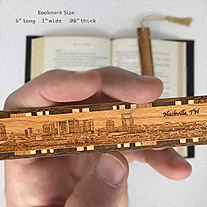 Personalized Nashville, Tennessee Skyline - Engraved Wooden Bookmark with Tassel - Made in USA