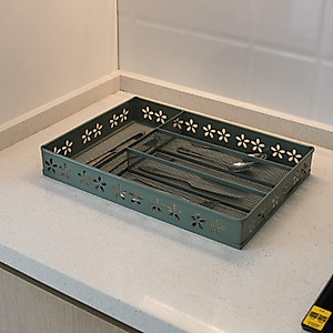 SETTFRFE Silverware Drawer Tray,Spoon and Fork Organizer,Flatware & Utensil Organizer for Kitchen Drawers,Grass Green