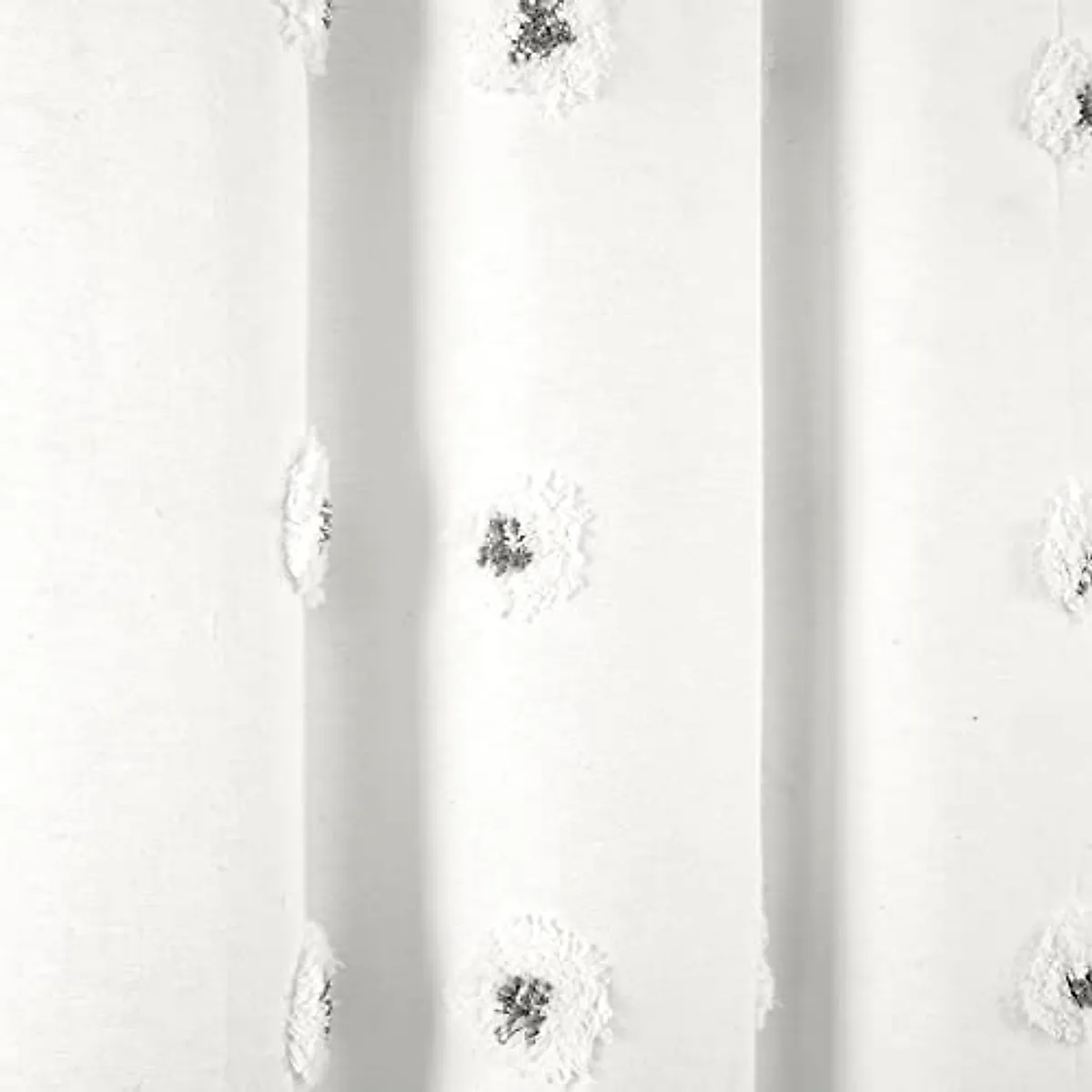 Lush Decor Boho Circle Tufted Yarn Dyed Eco-Friendly Recycled Cotton Shower Curtain, 72" x 72", Gray