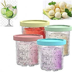 DISXENT Creami Pints, for Creami Ninja Ice Cream Deluxe,24 OZ Ice Cream Containers Safe and Leak Proof for NC500 NC501 Series Ice Cream Maker