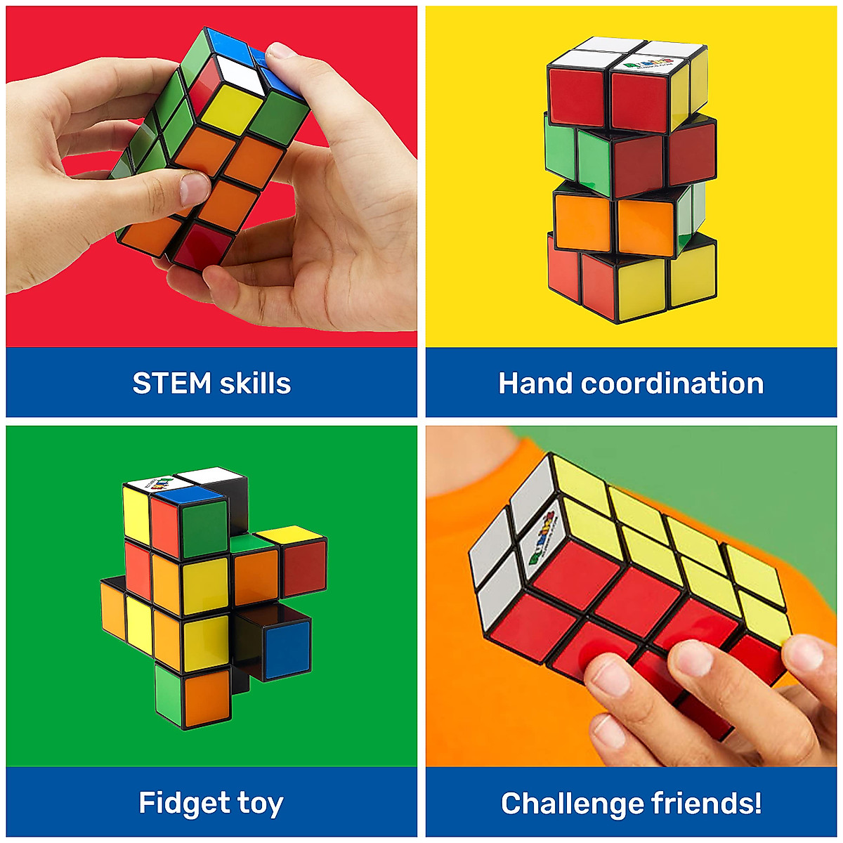 Rubik's Tower, 2x2x4 Complex Color-Matching Puzzle Travel Problem-Solving Cube Challenging Brain Teaser Fidget Toy, for Adults & Kids Ages 8 and up