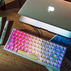 YUNZII Rainbow 84 84-Key RGB Hotswap Wired Mechanical Gaming Keyboard with PBT Shine Through Keycaps for Mac/Win/Gamers (Gateron Brown Switch, Rainbow)