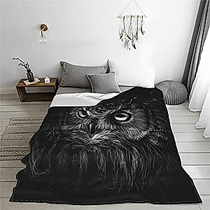 Black Owl Fleece Throw Blanket Soft Lightweight Warm Cozy Plush Blanket for Couch Bed Sofa 80"X60"