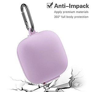 GEAK Portable Powerbeats Pro Case, 360° Protection Shockproof Soft Silicone Cover with Keychain Compatible for Beats Powerbeats Pro 2019, Lavender