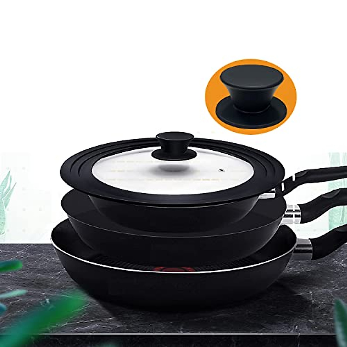 2 Pcs Universal Silicone Pot, Pan Lid Replacement Knob, Compatible with rival Crockpot Replacement Parts Heat Resistant Pan Lid Holding Handles, Dishwasher Safe, Free BPA