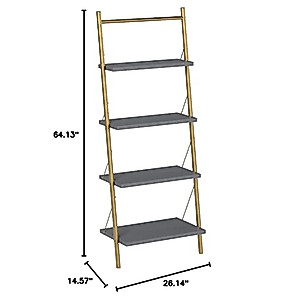 Nova 4 Shelf Ladder Bookcase, Graphite Gray