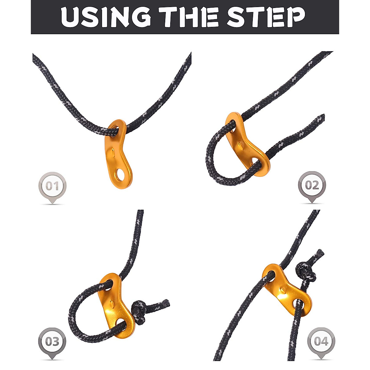 Hikeman 6 Pack 4mm Outdoor Guy Lines Tent Cords Lightweight Camping Rope with Aluminum Guylines Adjuster Tensioner Pouch for Tent Tarp, Canopy Shelter, Camping, Hiking, Backpacking (Black)