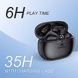 MURPISO Wireless Earbuds, Active Noise Cancelling Wireless Earbuds, in-Ear Bluetooth 5.2 Headphones with 4 Mics, 35 Hours Playtime, IPX6 Waterproof, Deep Bass Headset for iOS Android, Black
