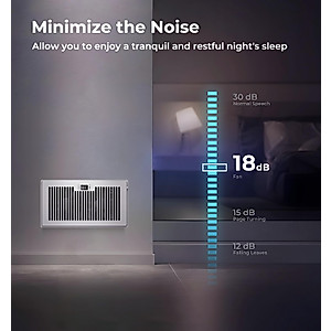 VELLEE Quiet Register Booster Fan Fits 6" x 12" (DUCT OPENING CUTOUT), 10-Speed Control Heating Cooling AC Vent Booster Fan w/Remote Control & Thermostat Control - White