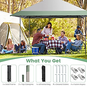 Tangkula 13x13 Ft Pop Up Canopy, 2 Tier Outdoor Canopy with 4 More Reinforced Ribs, Center Lock, Wheeled Bag, Easy Setup Instant Canopy Tent for Deck, Garden, Backyard, CPAI-84, UPF 50+ Protection