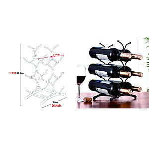 KLGO Wine Rack for Countertop,Wine Storage Shelf for Pantry Cabinet,can Hold 6 Bottles,6 Bottles Countertop Stainless Steel Metal Red Wine Storage Holder,Black