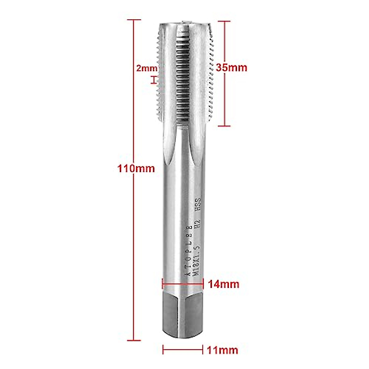 ATOPLEE Metric Thread Tap,M18 HSS Right Hand Thread Tap (M18x1.5)
