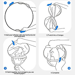 WELLMAKING 32 Inch (80cm) Reflector Photography, Collapsible Light Reflector with Bag & tilt Adapter, 5 in 1 Handle Reflector for Studio & Outdoor Lighting -Translucent, Silver, Gold, White and Black