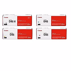 Canon 046 Laser Toner Cartridge Bundle (Black, Yellow, Magenta, Cyan) in Retail Packaging