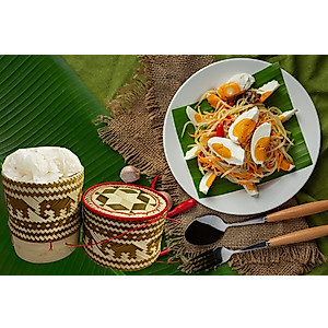 Heavens Tvcz Bamboo Sticky Laos Rice Serving Basket Elephant Handmade ''KRA-Tip'' Thai Weave Wickerwork with Vegetable Based Dye Serving Travel Picnic Keeping Sticky After Steaming Keep Sticky Warm