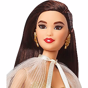 2023 Holiday Barbie Doll, Seasonal Collector Gift, Barbie Signature, Golden Gown and Displayable Packaging, Black Hair