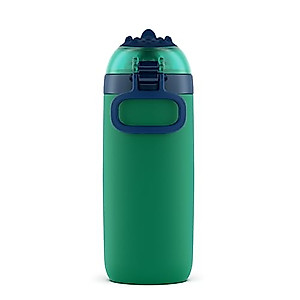 Ello Ellies 12oz Vacuum Insulated Stainless Steel Kids Water Bottle with Straw and Built-in Carrying Handle and Leak-Proof Locking Lid for School Backpack, Lunchbox and Outdoor Sports, Dino