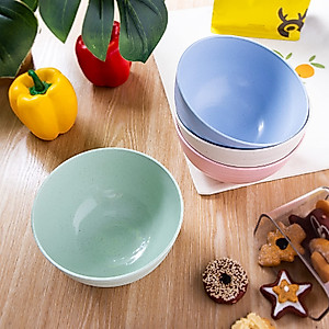 Zubebe Unbreakable Cereal Bowls 24 oz Reusable Lightweight Bowl Dishwasher Microwave Safe Bowl Sets for Eating Rice Soup, Pink, Green, Blue, Beige (Set of 24)