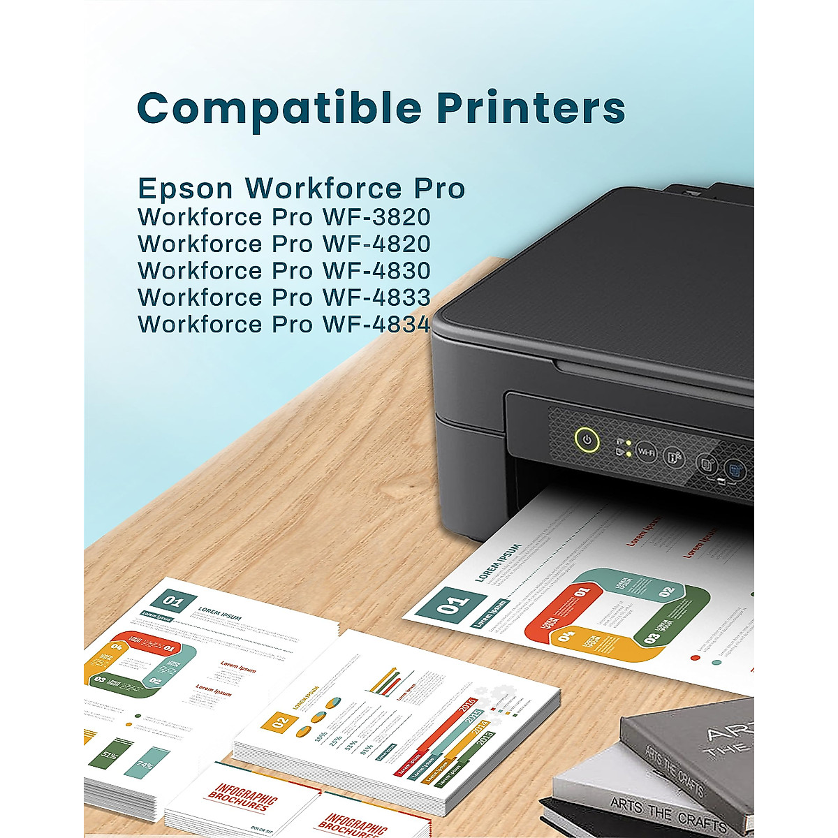 822XL Ink Cartridges Remanufactured Replacement for Epson 822XL Ink Cartridges 822 T822 T822XL for Workforce Pro WF-3820 WF-4820 WF-4830 WF-4833 WF-4834 Printer (4-Pack, Black Cyan Magenta Yellow)