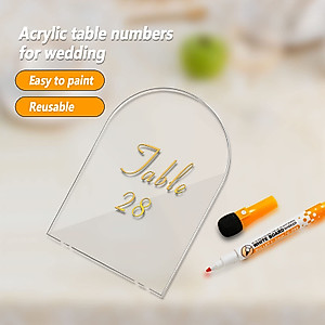 Wedding Table Numbers, MIUYFcai 28 pcs Acrylic Table Numbers for Wedding 4x6 Inch, Sign and Holder, Perfect for Wedding, Reception, Centerpiece Decoration, Event, Party