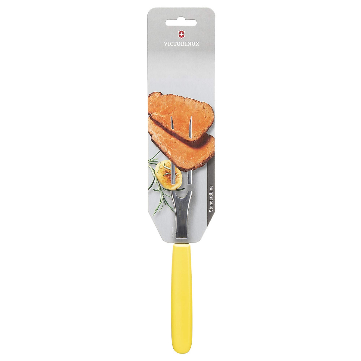 Victorinox 5.2106.15L8B Carving Fork Delicately Carves, Slices and Picks Up Meat Straight Blade in Yellow, 5.9 inches