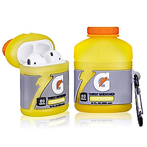 Shineyii for Airpod 2/1 Case Soft Silicone Cute Cartoon Kawaii Funny Cover Fashion Protective Skin Accessories Keychain Girls Teens Cases for Air Pods 1/2 Compatible with Airpods 2&1, Yellow Bottle