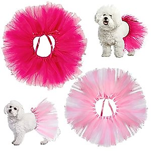 2 Pcs Pink Dog Tutu for Large Medium Small Dogs Tutu Skirt Tulle Ballerina for Puppy Dog Cute Birthday Dresses Costume for Dogs Cats Pets Dress Supplies(11.81 Inch-35.43 Inch)