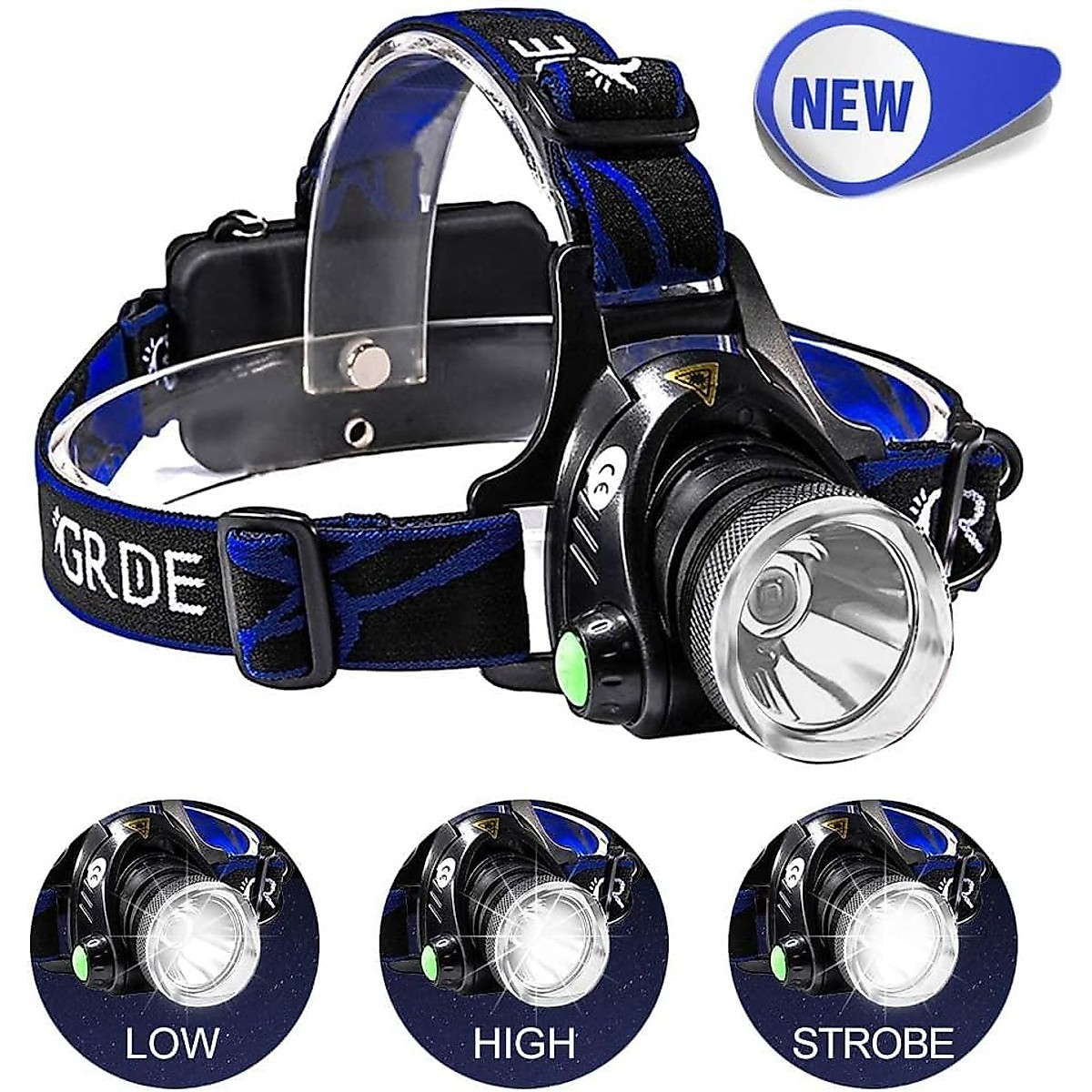 OEUUDD Headlamp, Upgrade 8000 High Lumens Ultra Bright Headlamp, 3 Modes Micro-USB Rechargeable LED Work Headlight Waterproof Flashlights Headlamps for Adults Running Camping Fishing Hiking Biking