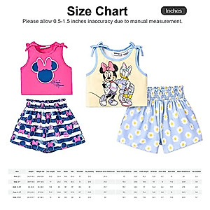 Disney Mickey and Friends Toddler Girl 2 Piece Outfits Set Sleeveless Tank Top and Shorts Set Light Blue 4-5 Years