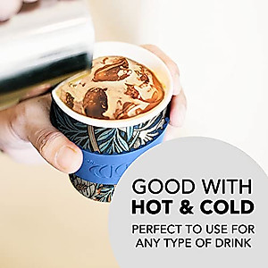 Reusable Coffee Cups with Lids, Natural Fiber Coffee Mug and Travel Cup, Food-Grade Coffee Travel Mug, 14oz, William Morris Lily- Ecoffee Cup