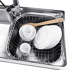 UPKOCH Cutlery Vegetable Storage Drying Holder Countertop Drain Rack Kitchen for Basket over Stainless Dish Steel Utensil Drainer Silver or Fruit Sink In Counter Tableware