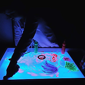 Light Sandbox All-in-1: Activity Table + Sensory Table + Light Table + Sand Box + whiteboard + Chalk Desk. Includes: Cover, Color Controller, Sand and Trowel, Legs with Adjustable Height