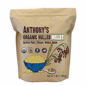 Anthony's Organic Hulled Millet, 3 lb, Gluten Free, Raw & Grown in USA