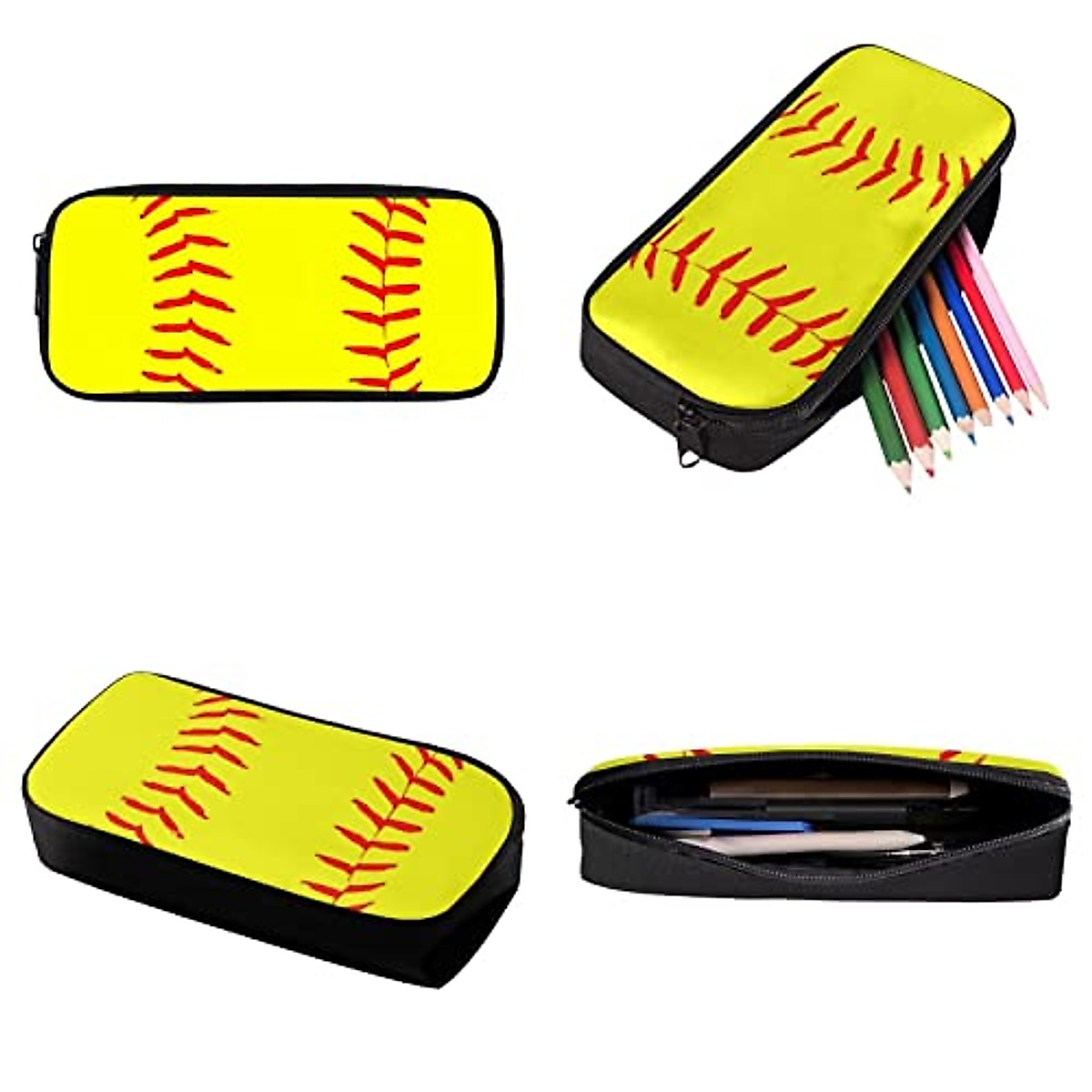 Suobstales Softball Print Backpack for Girls Kids Elementary Kindergarten Preschool School Bookbag with Lunch Box Pencil Case 3Pcs Set School Bag Lightweight Daypack Bagpack