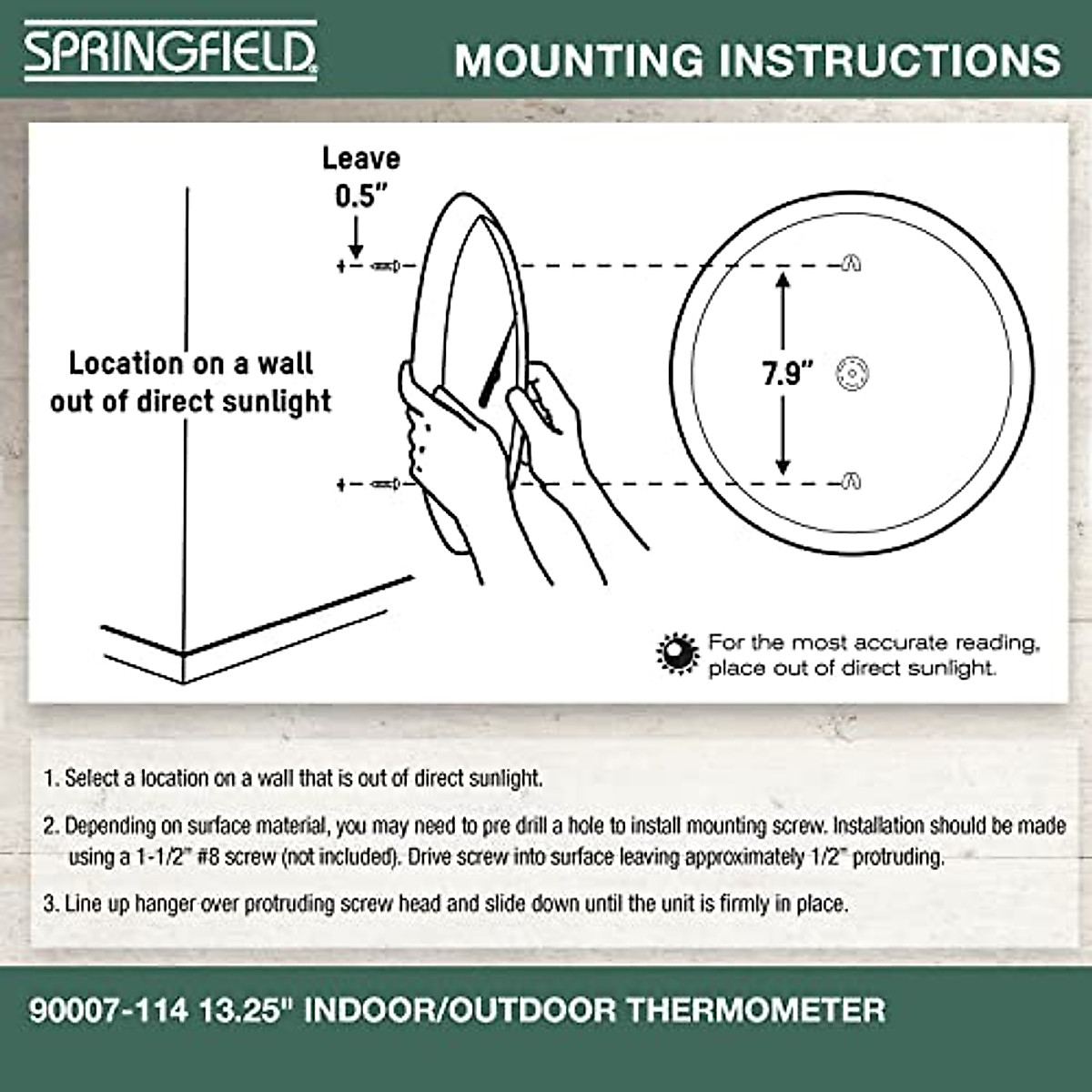 Springfield Indoor Outdoor Thermometer, Outdoor Thermometers for Patio 13.25-Inch - Winter Deer