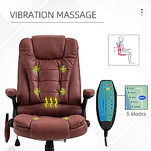 Vinsetto Ergonomic Vibrating Massage Office Chair High Back Executive Heated Chair with 6 Point Vibration Reclining Backrest Padded Armrest Red