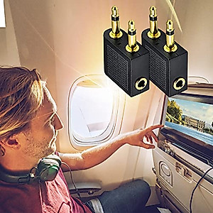 UCEC Airplane Headphone Adapter, 3.5mm Airplane Adapter for Headphones, Golden Plated Airline Headphone Adapter for in-Flight Entertainment System, 2 Pack