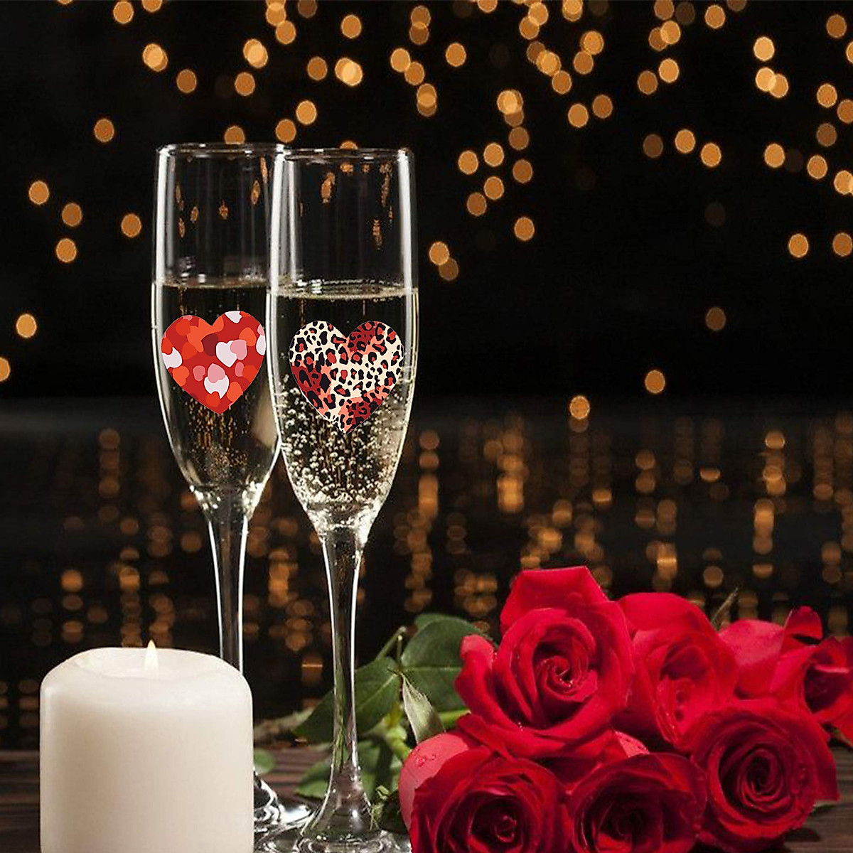 Love Stickers, 1.5 Inches Large Assorted Heart Shape Pattern Adhesive Stickers for Wedding Anniversaries Party Note Present Packaging Thank You Small Business